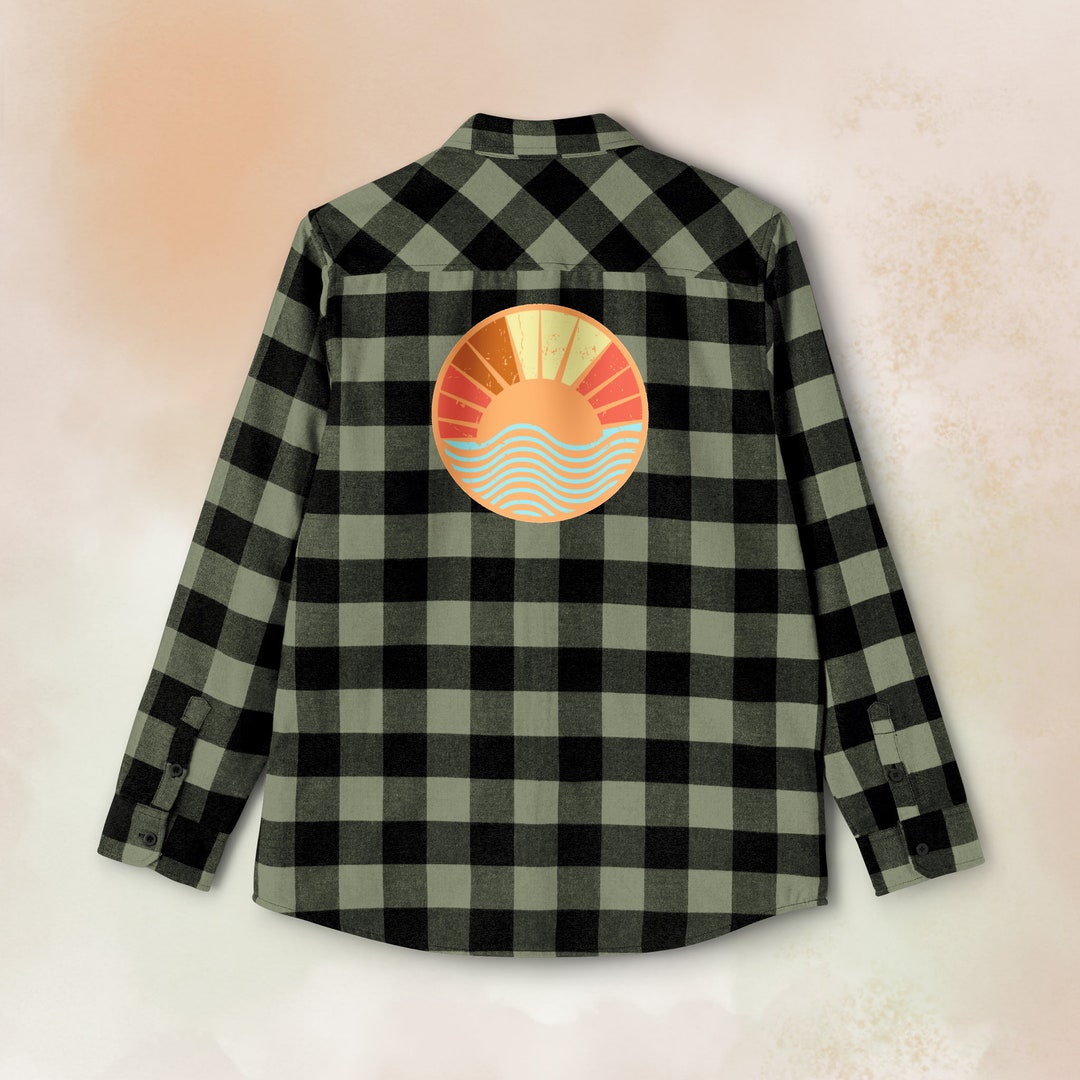 Vintage Checkered Plaid Sun Flannel Shirt Retro Checkered Plaid Sun ...