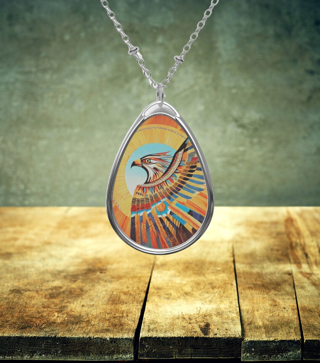 Vintage Thunderbird Necklace Native American Thunderbird Oval Necklace Gift for Friend and ...