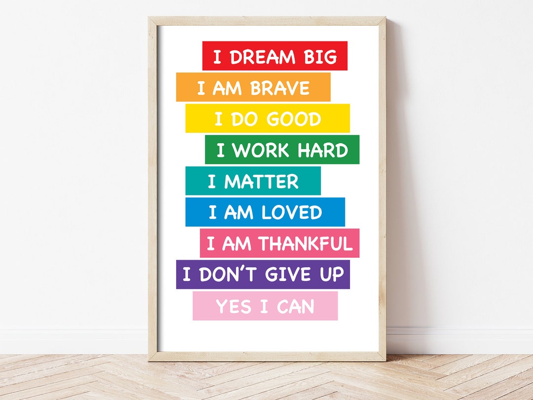 Kids Motivational Quote, Positive Affirmation Wall Decor, Nursery Font ...