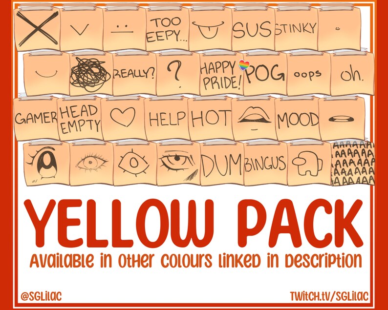 32 Yellow Sticky Notes for Vtubers and Pngtubers Stream Assets - Etsy