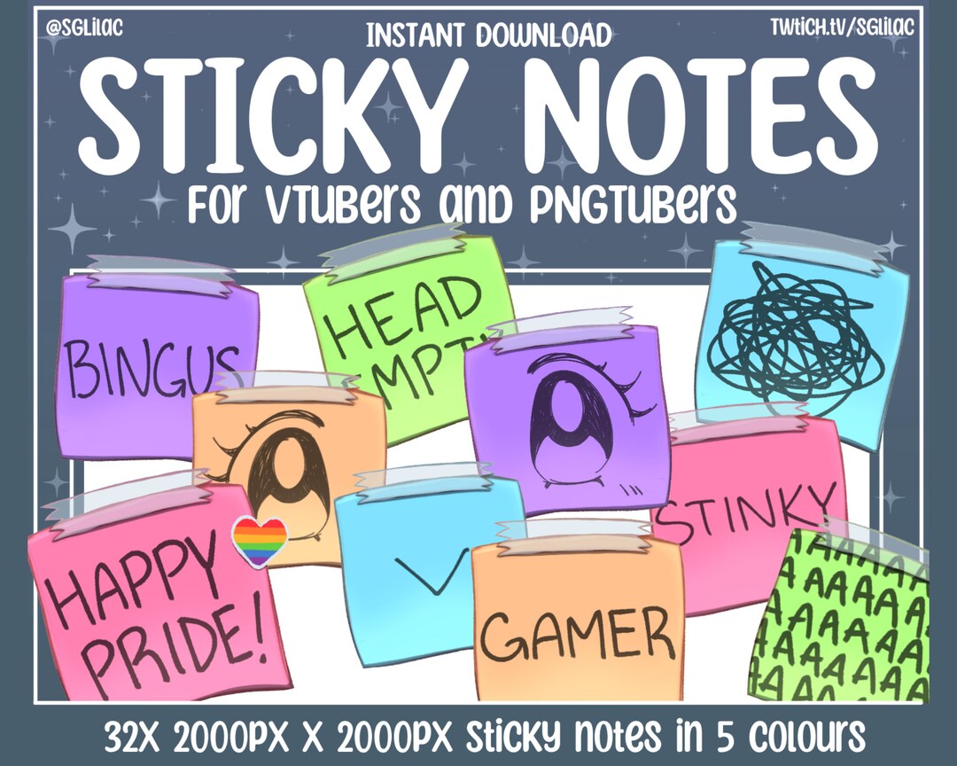 160 Assorted Colour Sticky Notes for Vtubers and Pngtubers | Stream ...