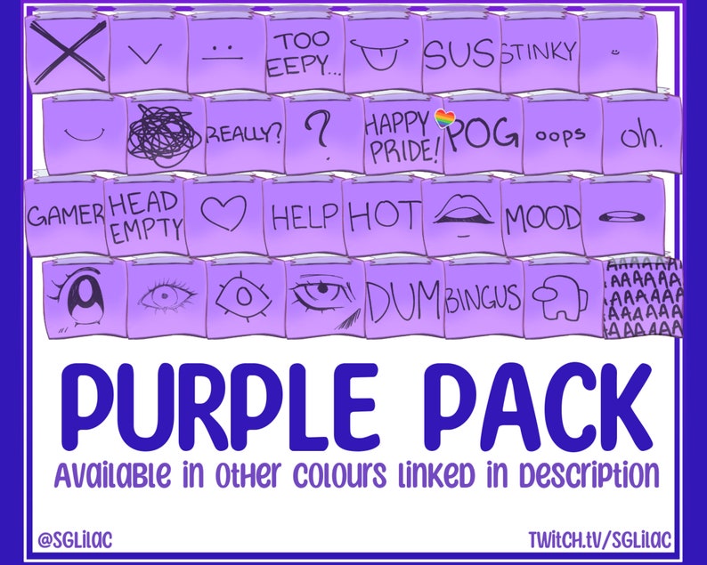 32 Purple Sticky Notes for Vtubers and Pngtubers | Stream Assets | - Etsy
