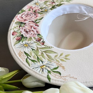 Flower Fedora Hat, Bridal Hat, Wide Brim Fedora, Western Hat, Hand ...