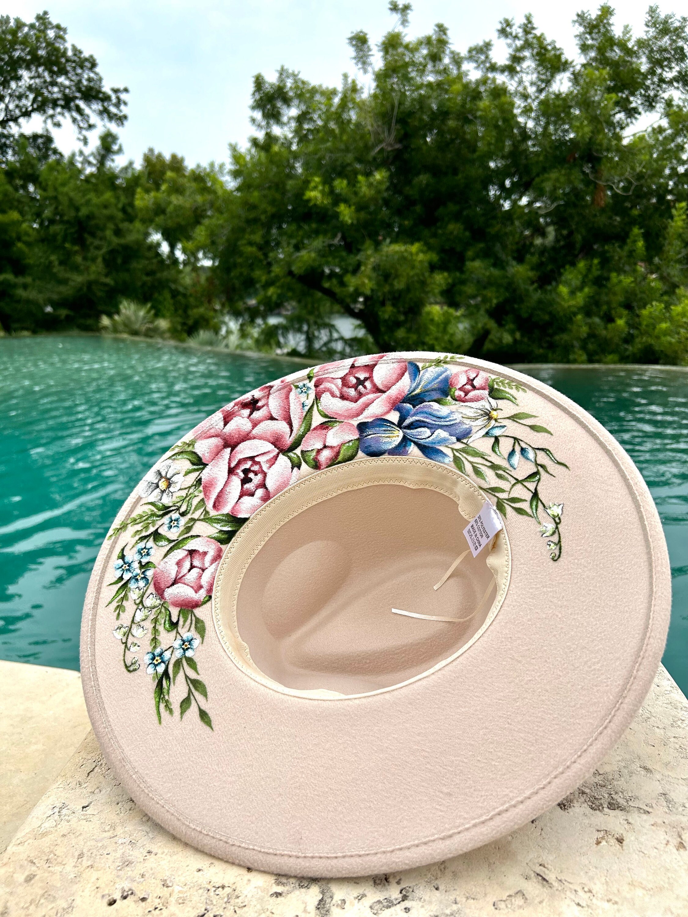 Flower Fedora Hat, Bridal Hat, Wide Brim Fedora, Western Hat, Hand ...