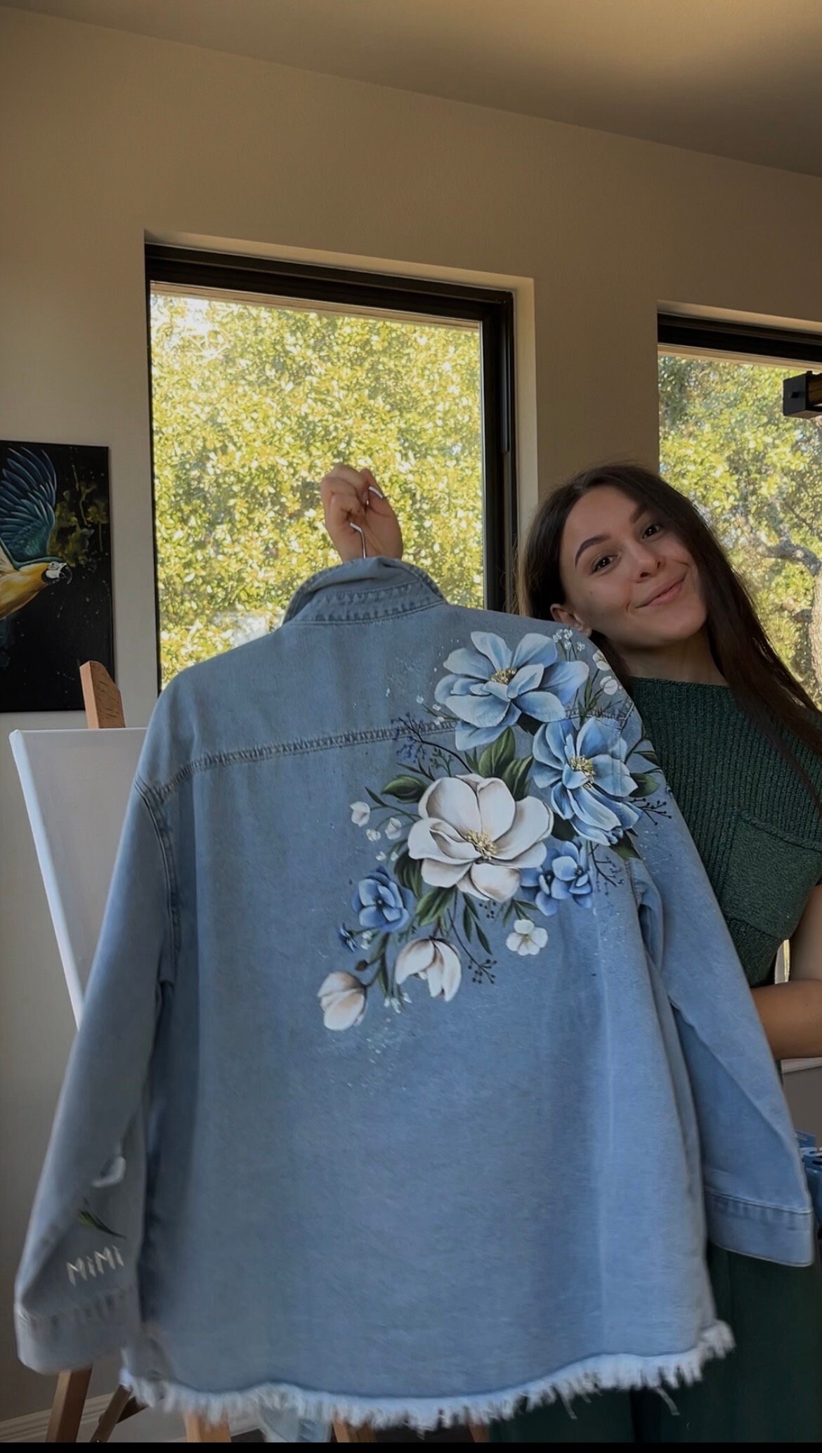 Custom Jacket With Flowers, Womens Jackets, Personalized Gift, Blue ...