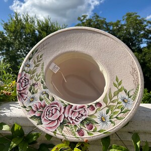 Flower Fedora Hat, Bridal Hat, Wide Brim Fedora, Western Hat, Hand ...