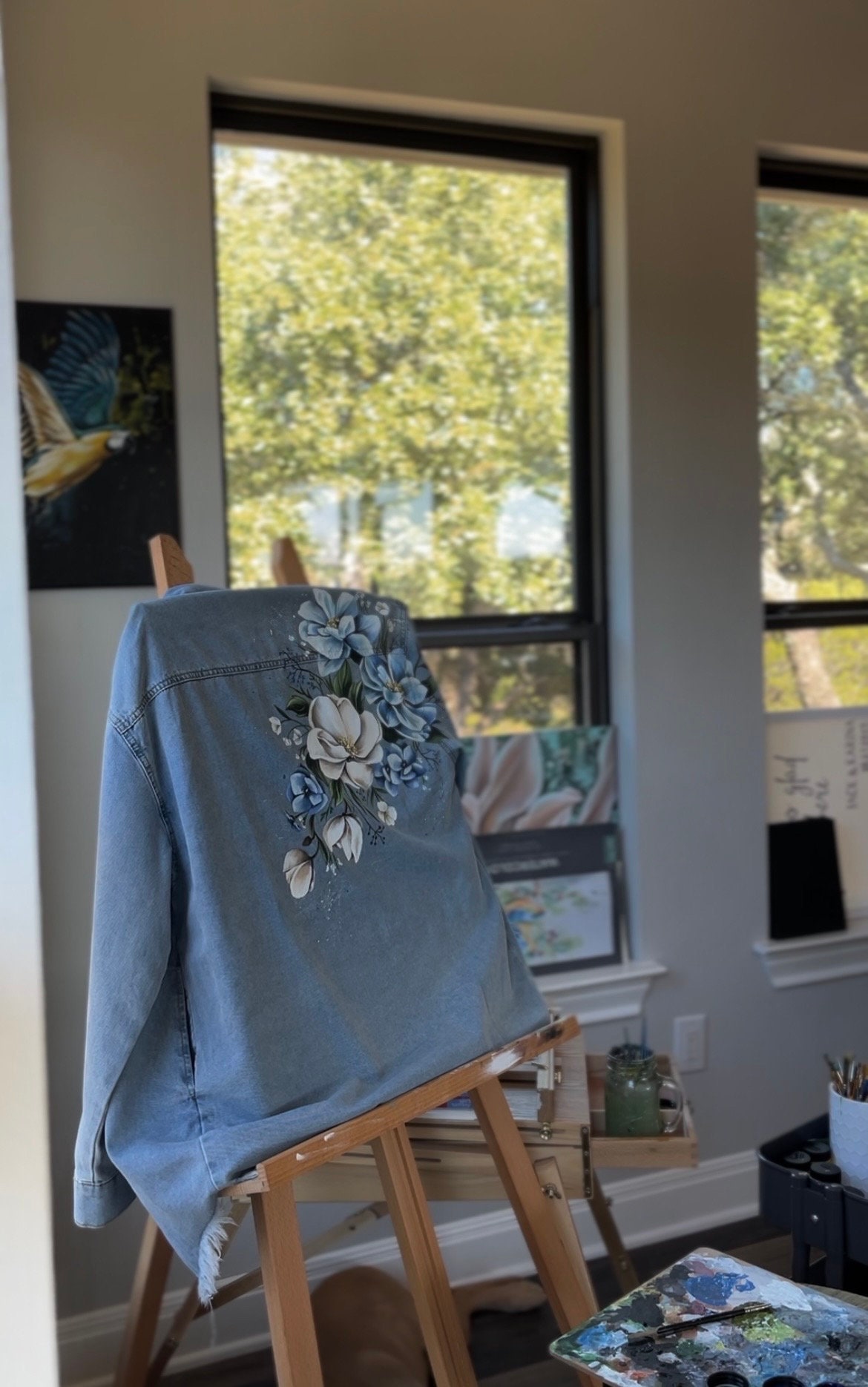 Custom Jacket With Flowers, Womens Jackets, Personalized Gift, Blue ...