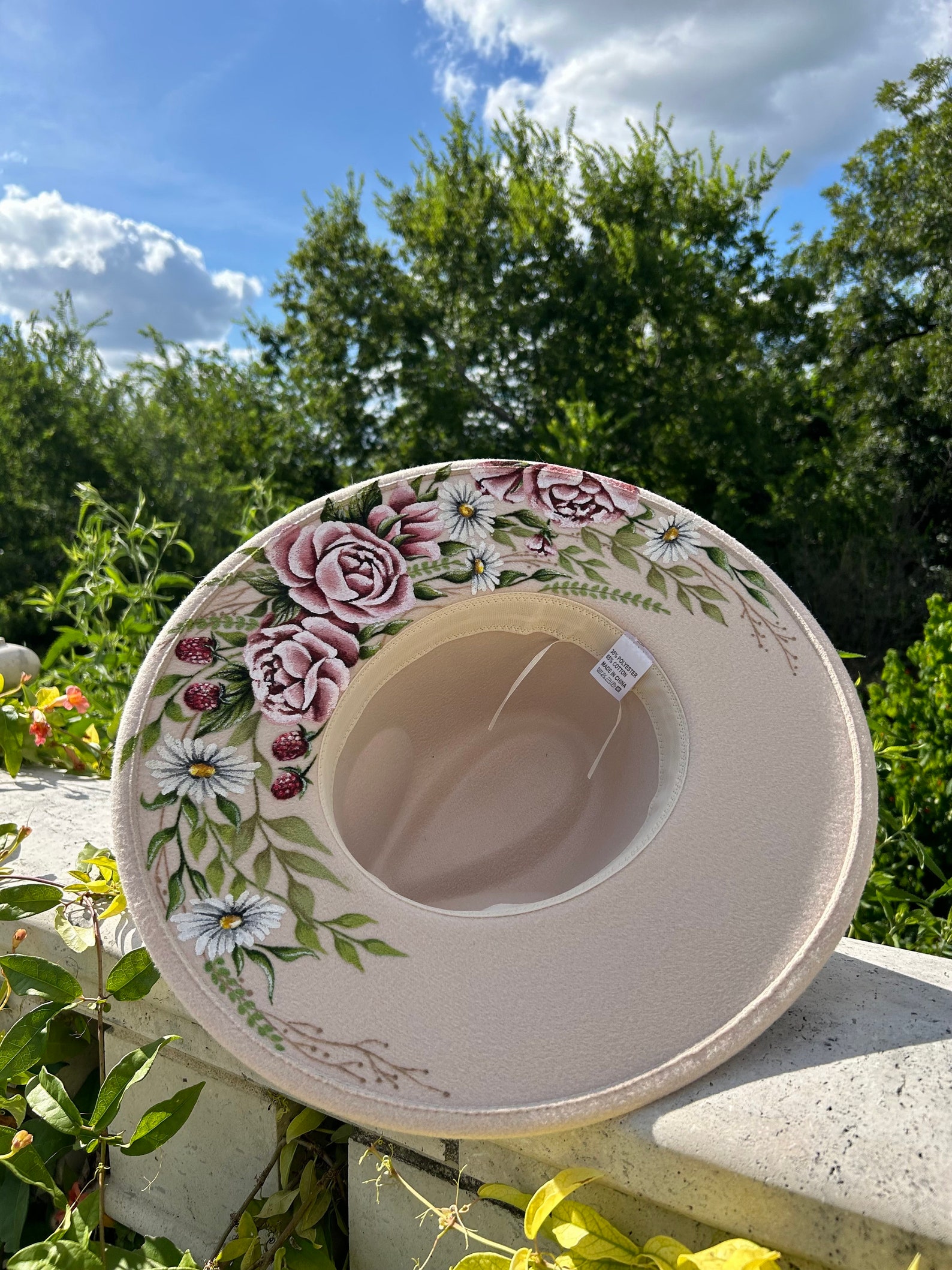 Flower Fedora Hat, Bridal Hat, Wide Brim Fedora, Western Hat, Hand ...