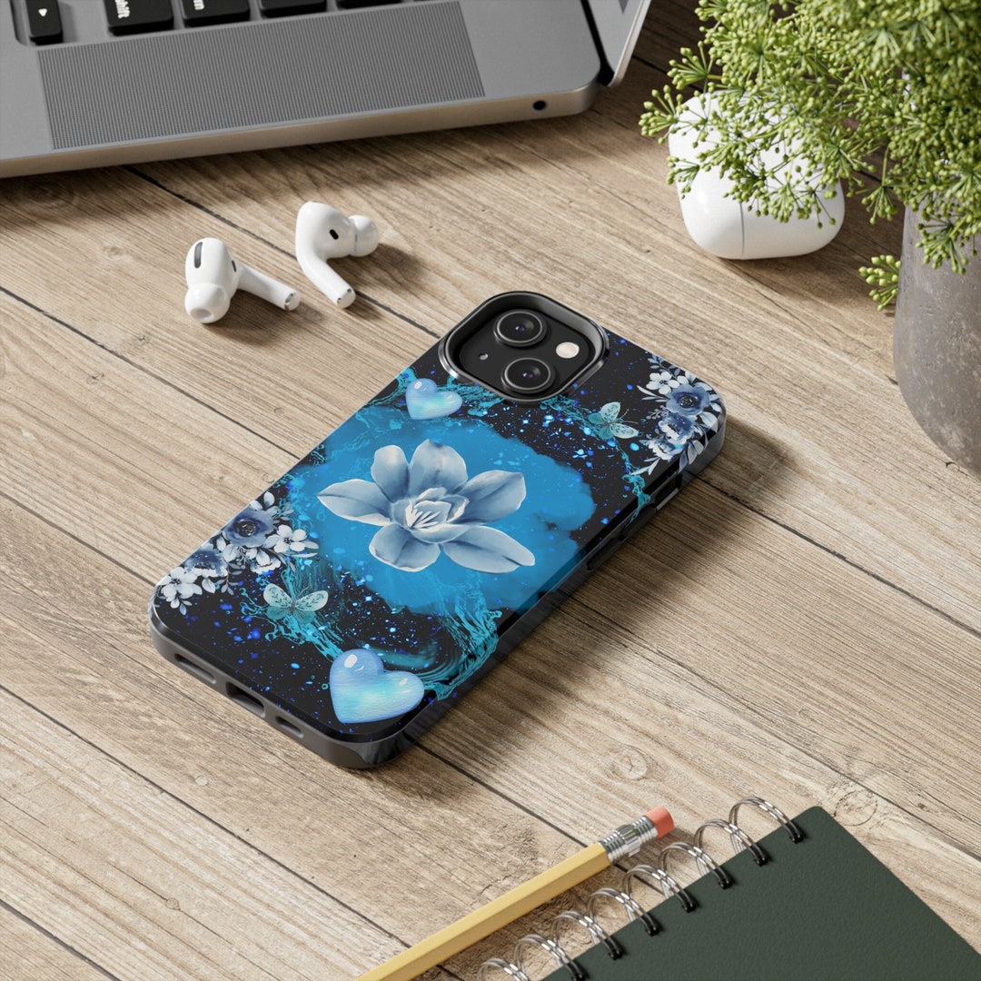 Cute Blue Phone Case, Cute Blue Design Case, Cute Flower Phone Case ...
