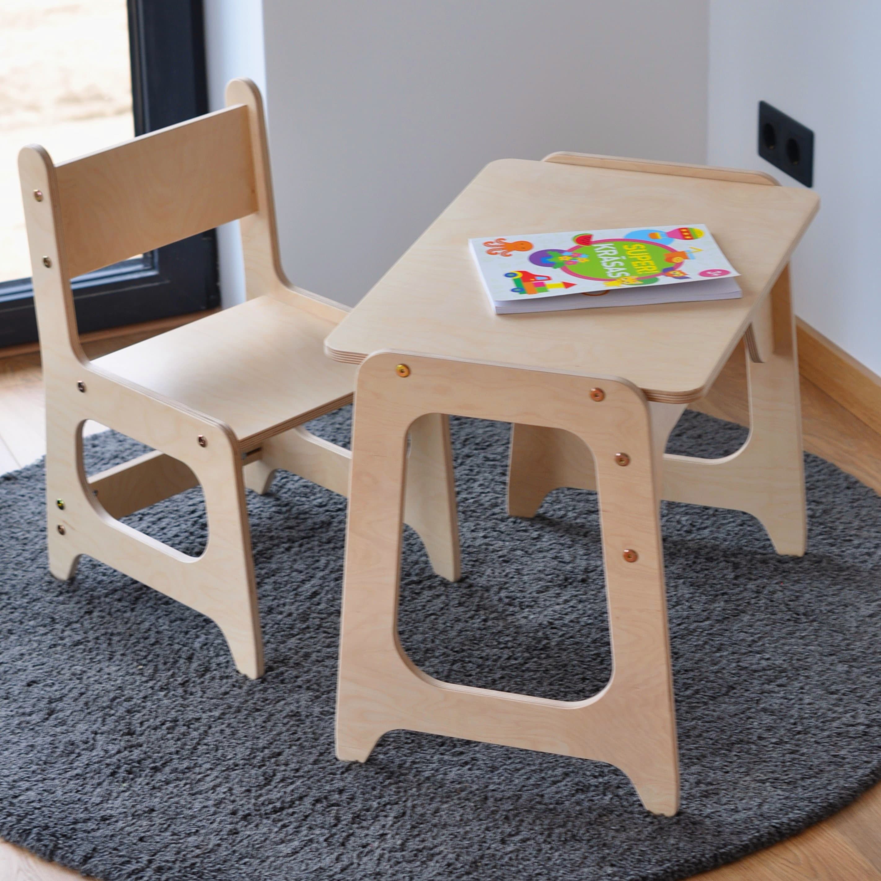 Kids Table and Chair Set, Montessori Table and Chair, Kids Wooden Table ...
