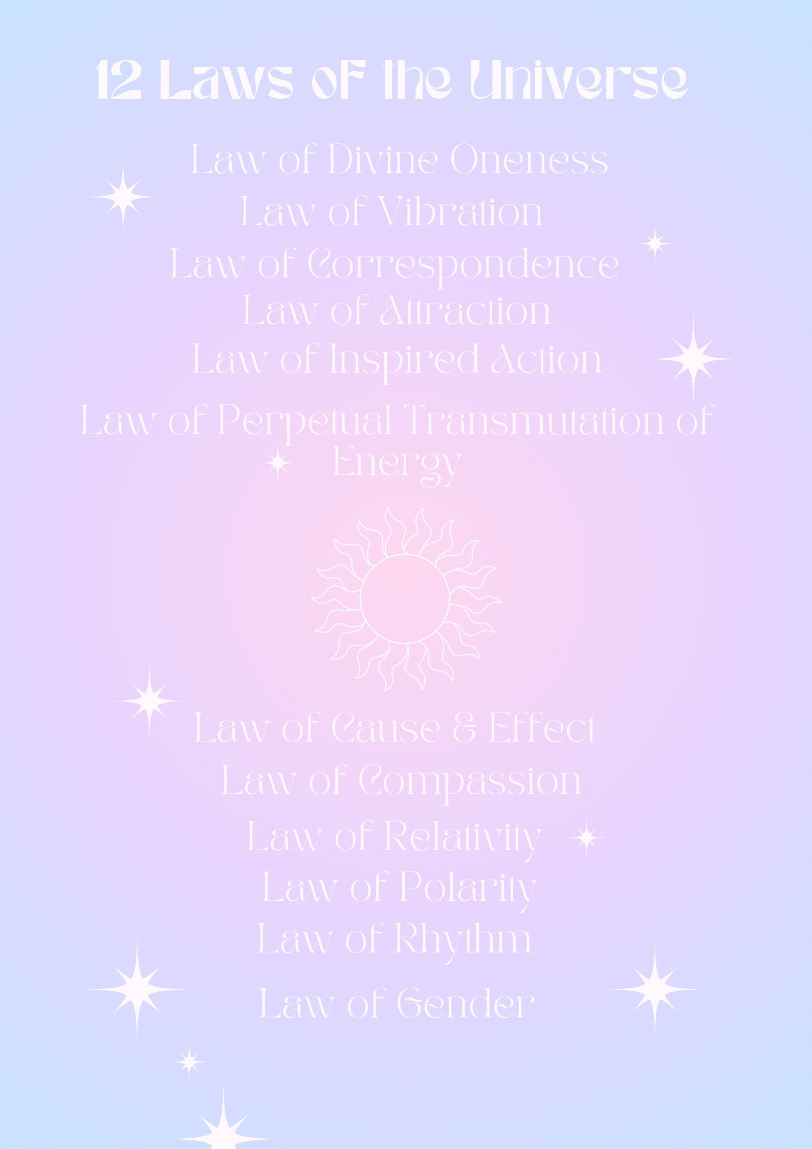 12 Laws Of The Universe Etsy