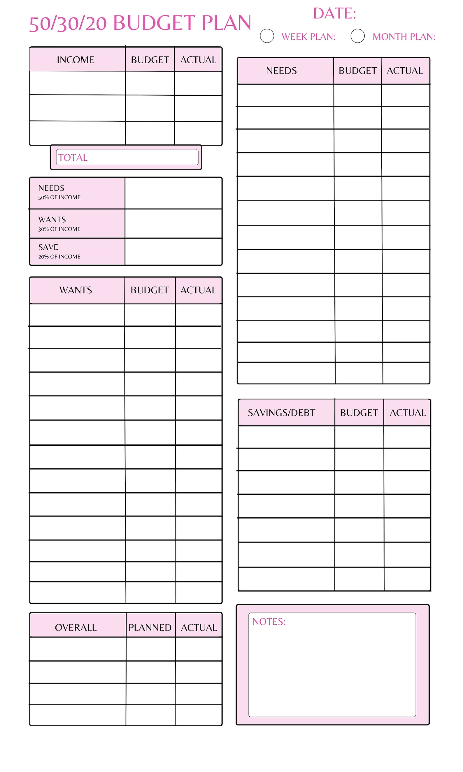 Monthly Budget Template - Printable Version X Downloadable Version ...