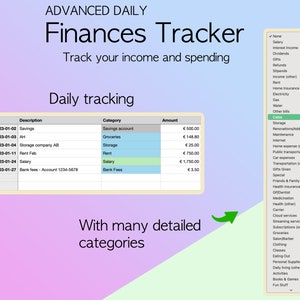 Advanced Daily Finances Tracker Spreadsheet | Apple Numbers | Euro ...