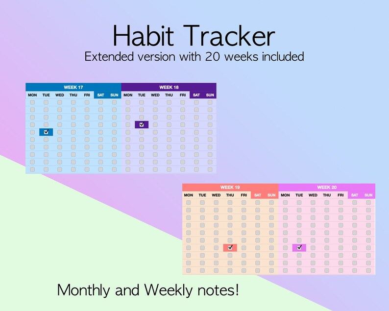 Habit Tracker Spreadsheet | Apple Numbers | Daily, Weekly, Monthly Goal ...