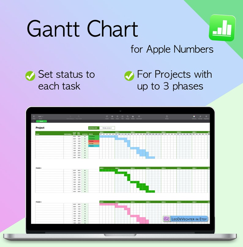Gantt Chart With Task Status Apple Numbers Task Tracker Project Planner ...