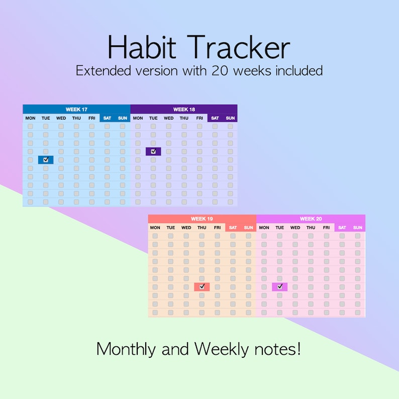 Habit Tracker Spreadsheet Apple Numbers Daily Weekly - Etsy