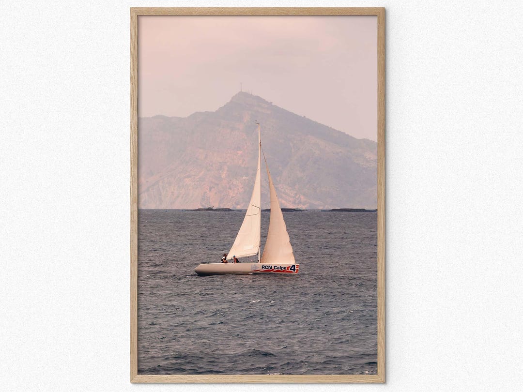 Poster Sailboat Calpe Wall Art Photography, Sailing Spain Canvas ...