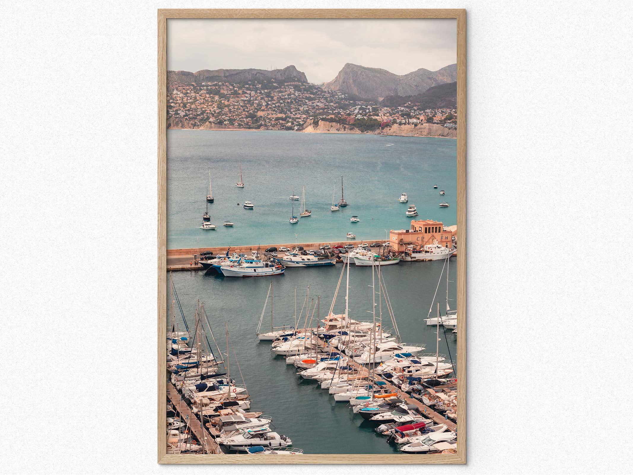 Canvas Poster Calpe Spain Wall Art Photography, Sail Boats Dock Fine ...