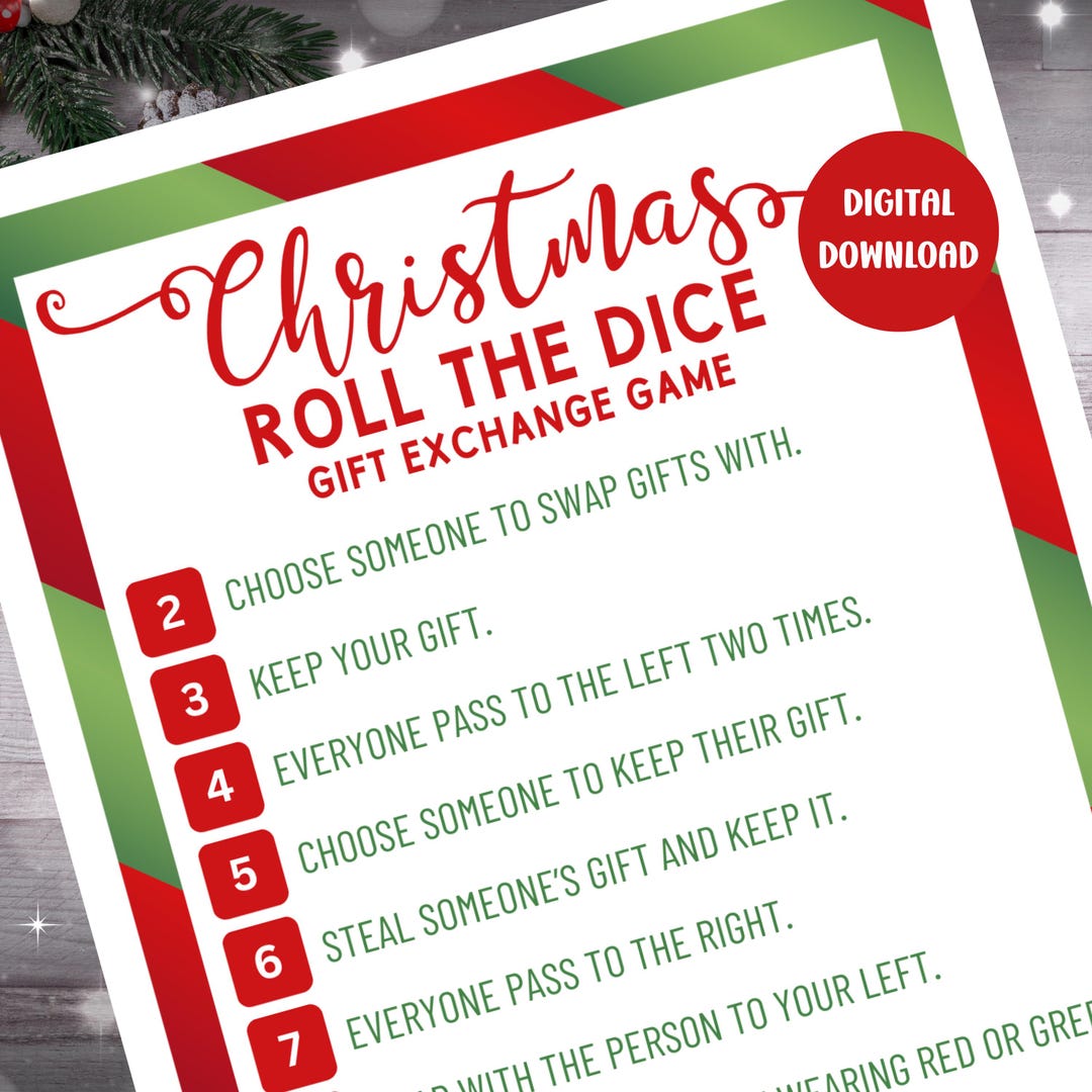 Christmas Gift Exchange Game, Christmas Dice Game, Pass the Gift Game ...