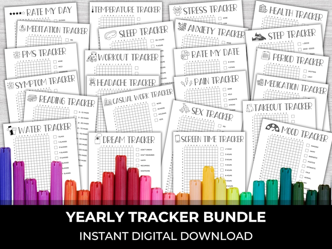 Tracker Bundle, Journal Trackers, Pixel Tracker, Printable Journal Pages, Tracker Journal, Year ...
