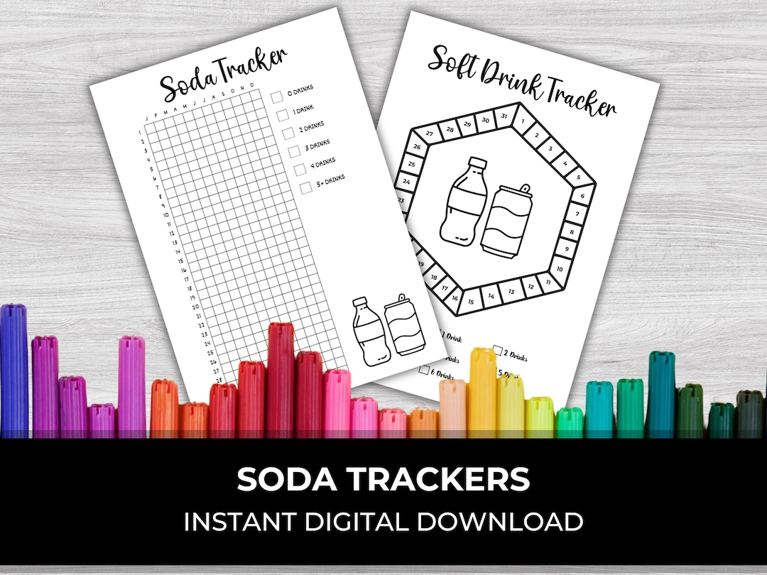 Soda Tracker Bundle: Monthly & Yearly Printable Habit Tracker Journal ...