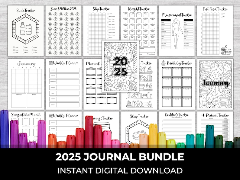Tracker Bundle, Journal Trackers, Pixel Tracker, Printable Journal ...