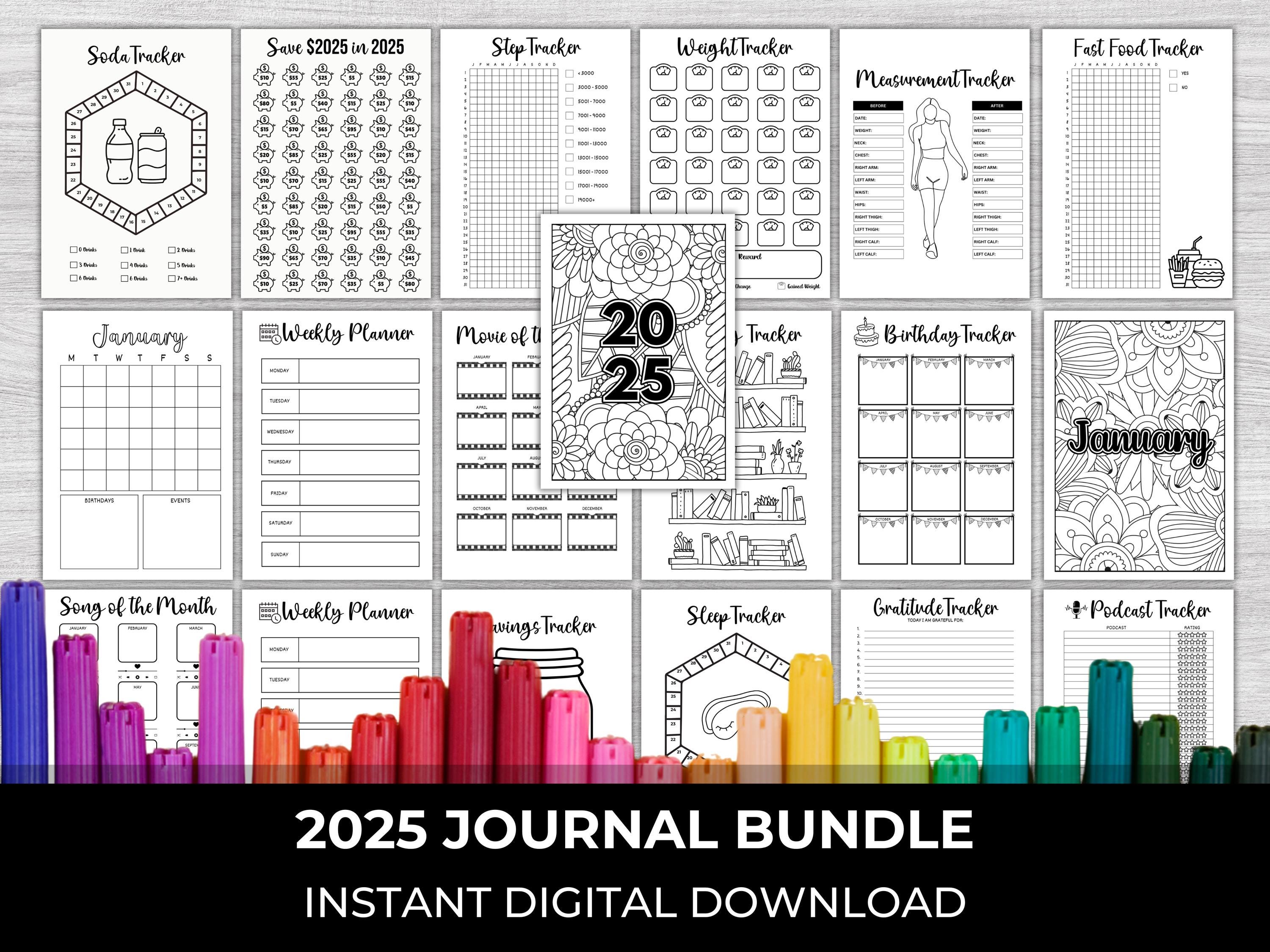 Tracker Bundle, Journal Trackers, Pixel Tracker, Printable Journal ...