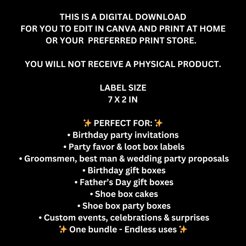 Shoe Box Label Template, Sneaker Box Labels, Favor Box Label, Label ...
