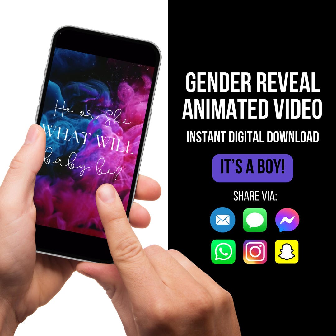 It's a Boy Digital Gender Reveal Announcement, Pregnancy Announcement ...