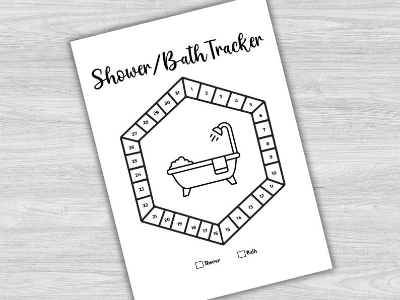 Shower Tracker, Bath Tracker, Hygiene Tracker, Monthly Tracker, Pixel ...