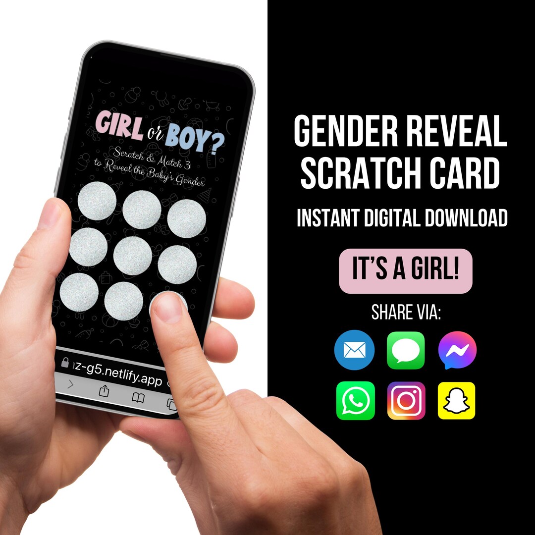 Girl Gender Reveal Scratch Card, It's a Girl Digital Scratch off Card ...