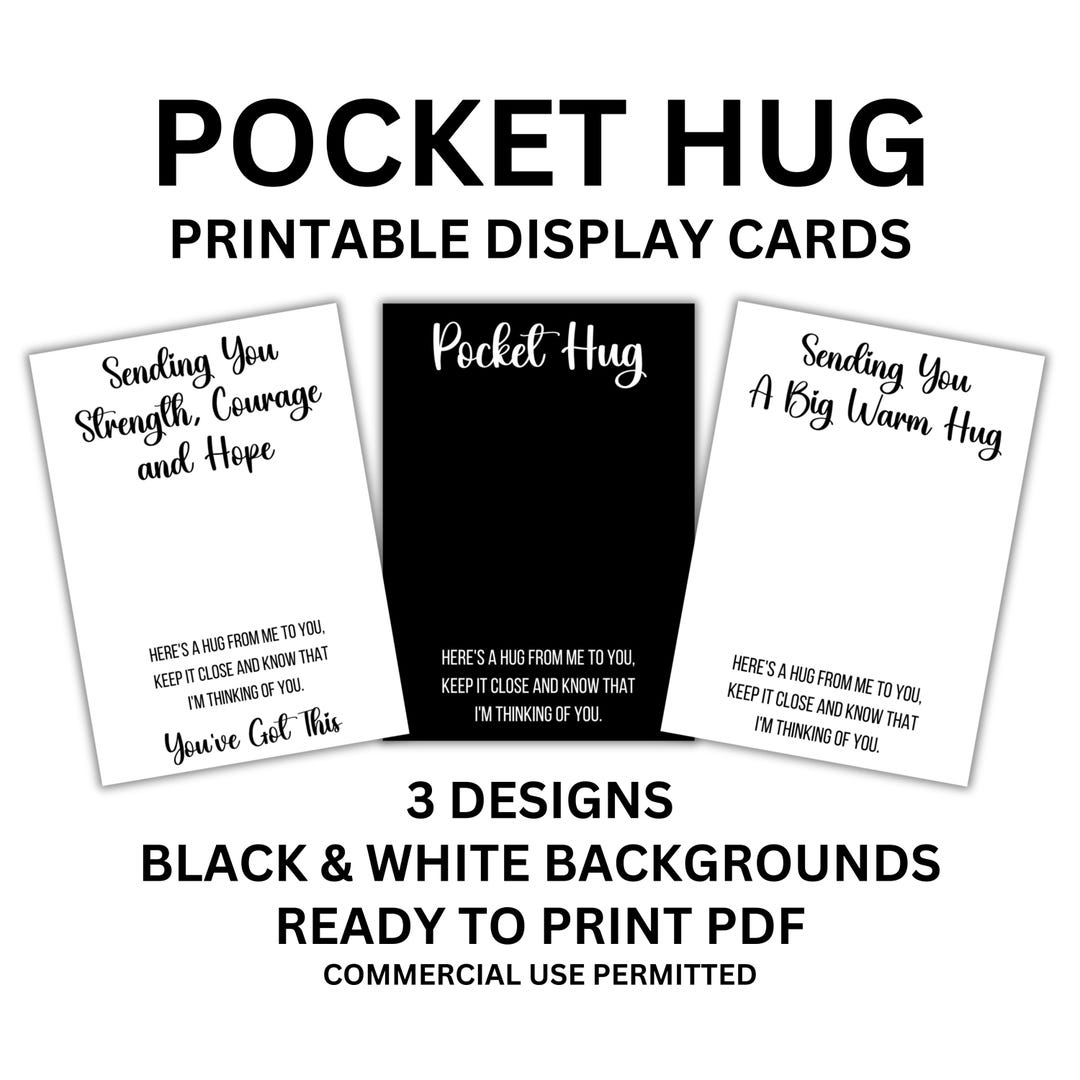 Printable Pocket Hug Holder, Display Card for Pocket Hug, Pocket Hug ...