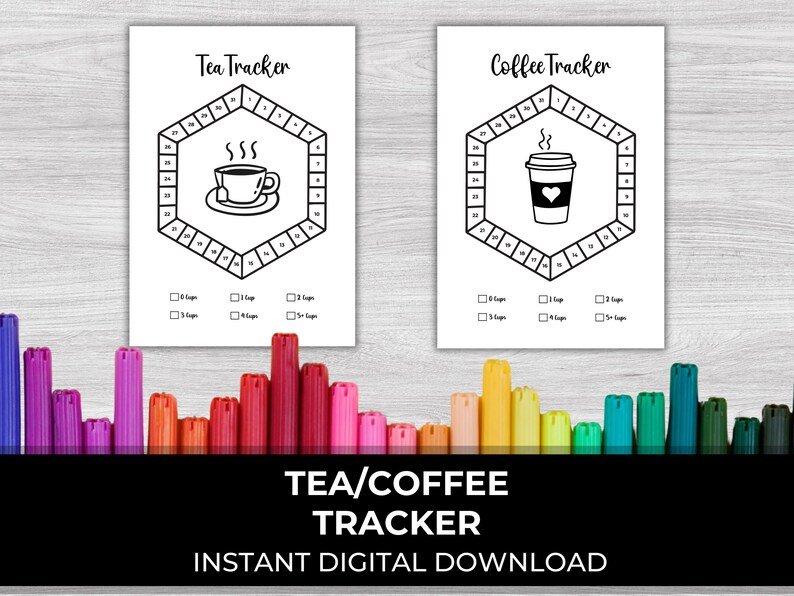 Tracker Bundle, Journal Trackers, Habit Trackers, Coffee Tracker, Tea ...