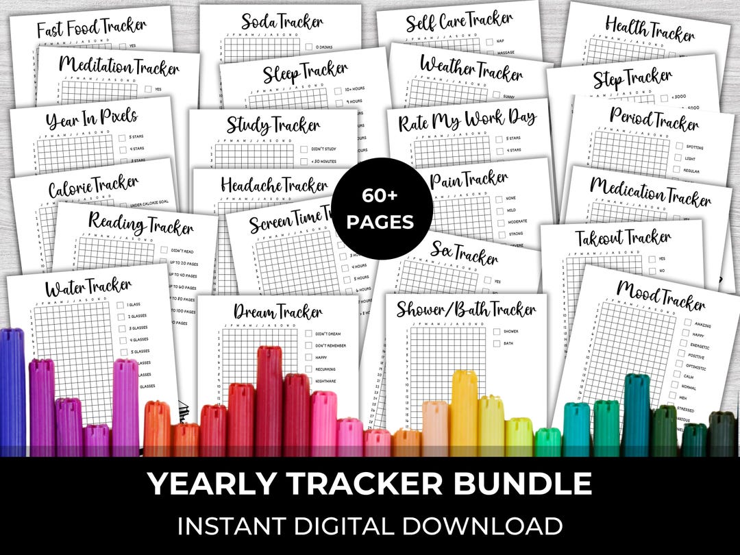 Tracker Bundle, Journal Trackers, Pixel Tracker, Printable Journal ...