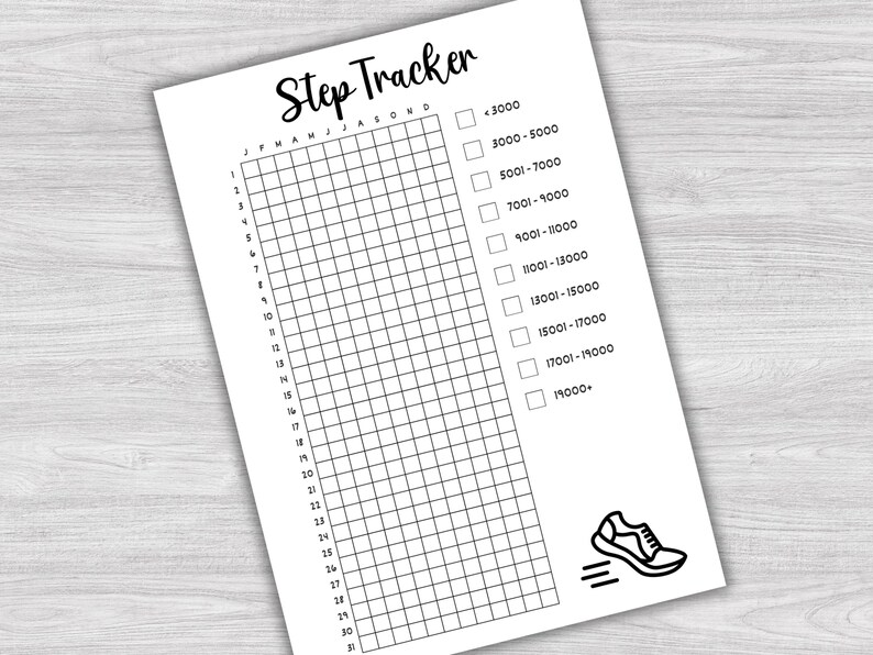 Step Tracker, Monthly Step Tracker, Year Steps Tracker Printable, Habit ...