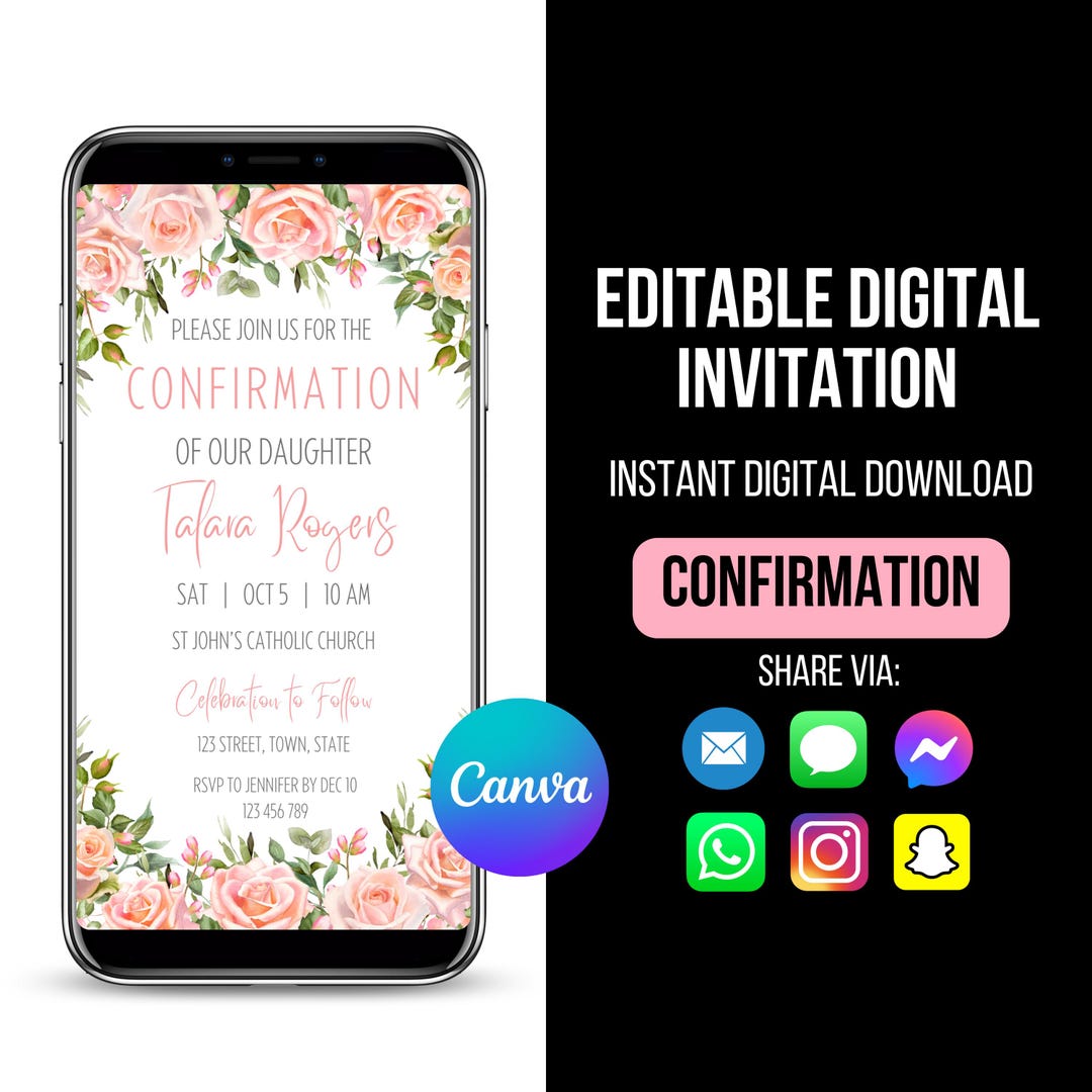 Confirmation Invite Template Digital, Electronic Confirmation ...