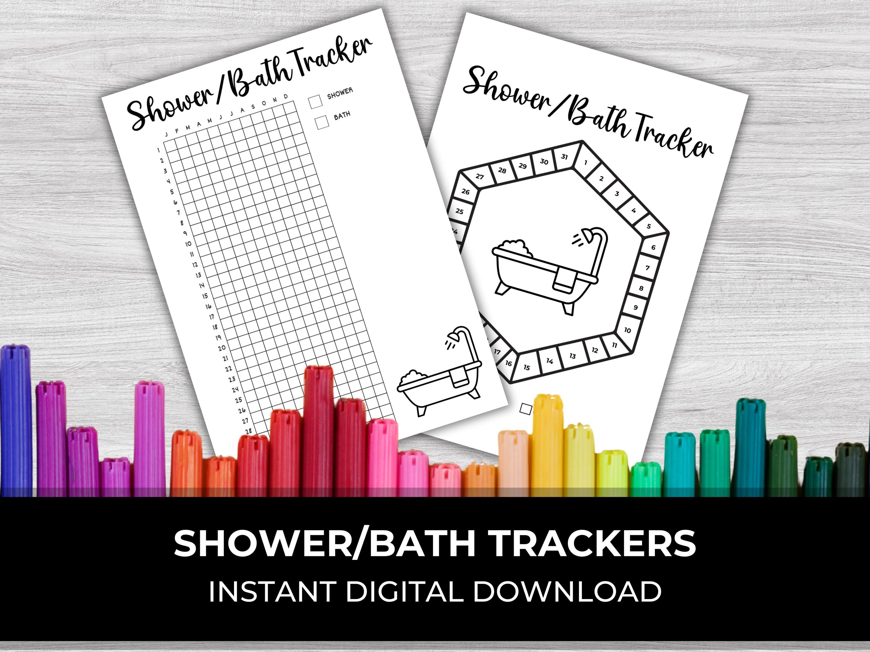 Shower Tracker, Bath Tracker, Hygiene Tracker, Monthly Tracker, Pixel Tracker, Printable Journal ...