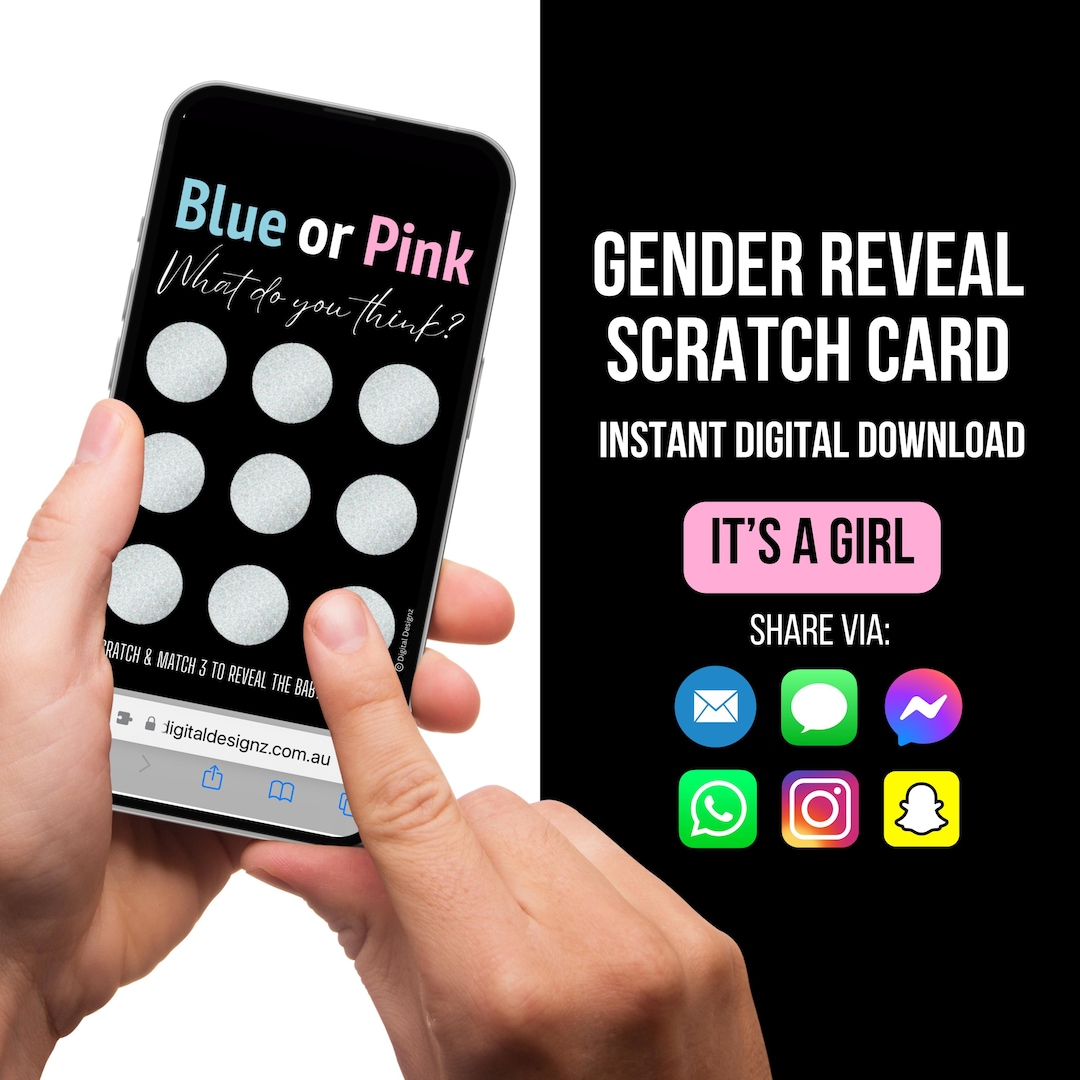 Gender Reveal Scratch Card, It's a Girl Digital Scratch off Card ...