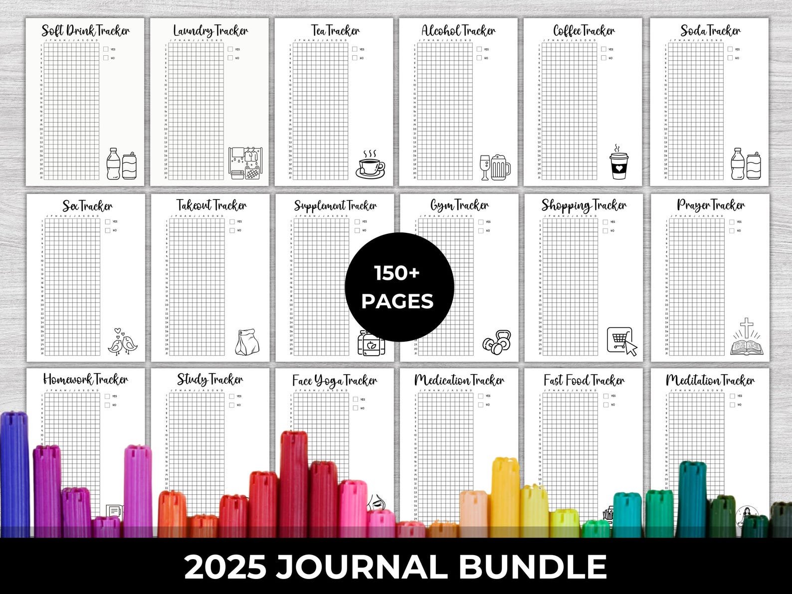 Tracker Bundle, Journal Trackers, Pixel Tracker, Printable Journal ...