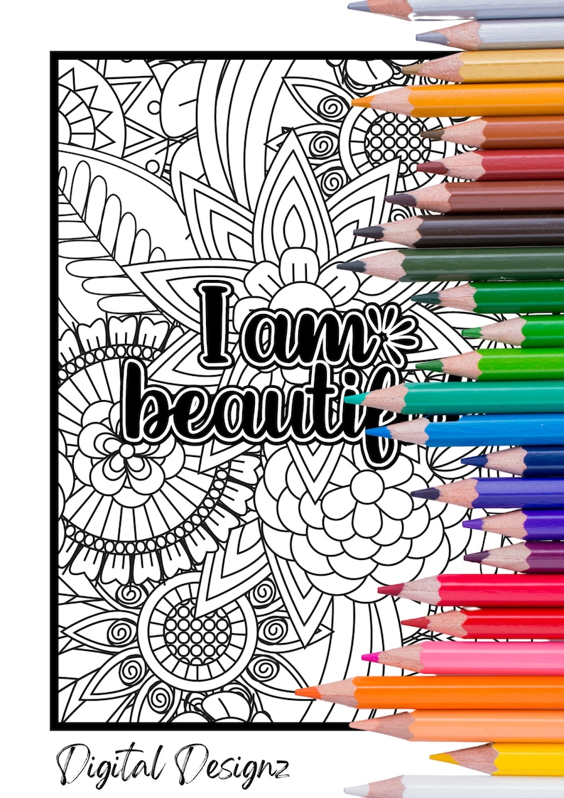 Positive Affirmation Coloring Pages Positive Mental Health - Etsy