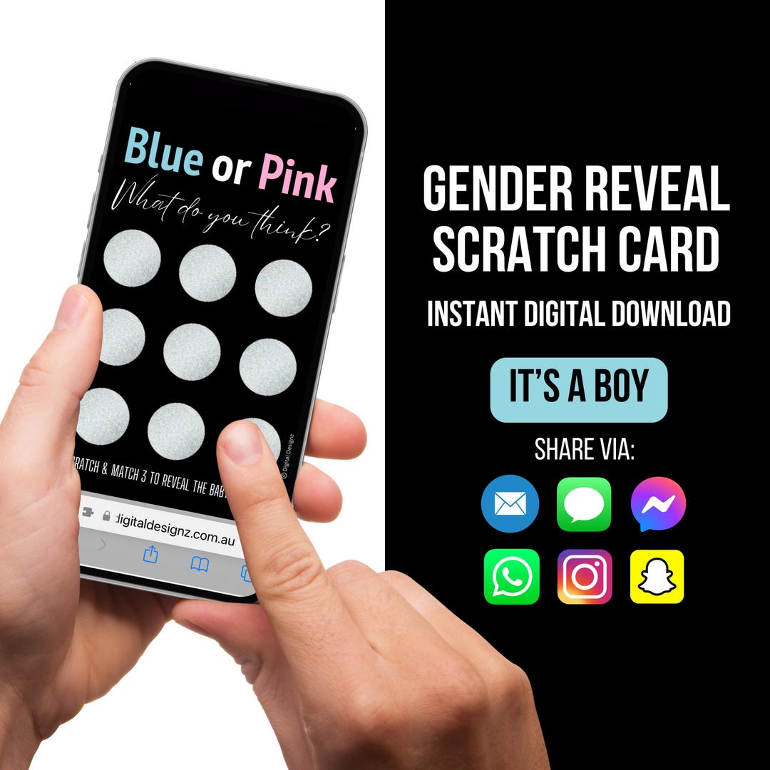 Gender Reveal Scratch Card, It's a Boy Digital Scratch off Card, Gender ...