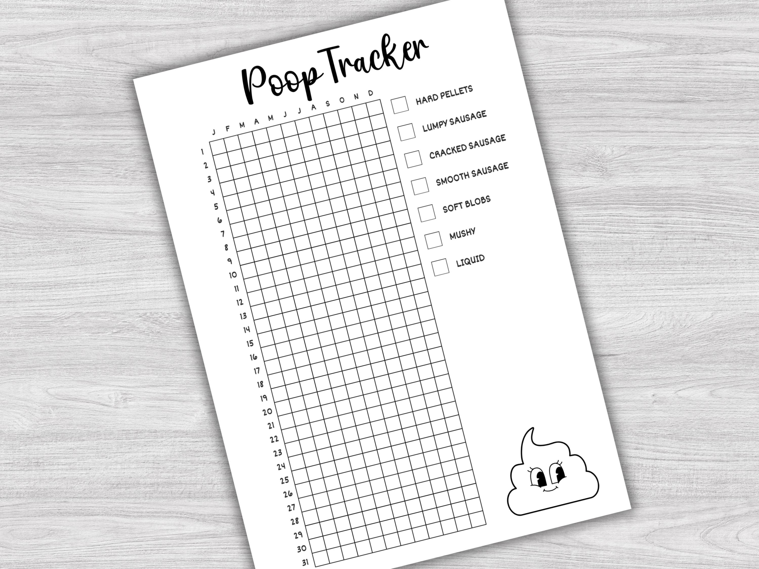 Poop Tracker Printable, Bowel Movement Tracker, Monthly Tracker ...