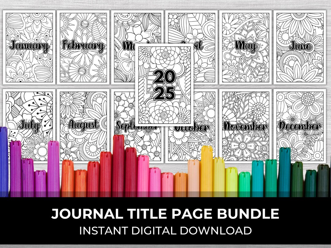 12 Month Cover Pages, Journal Cover, Monthly Cover Pages, Journal Title ...