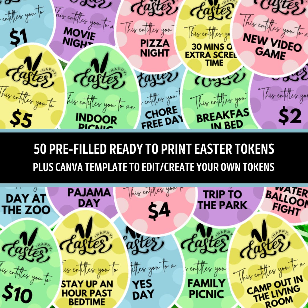 Easter Egg Tokens, Editable Easter Egg Coupons, Printable Easter Egg ...