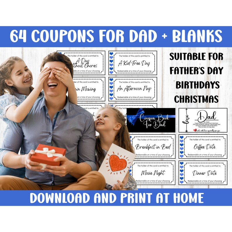 Father's Day Birthday Christmas Coupons for Dad - Etsy Australia