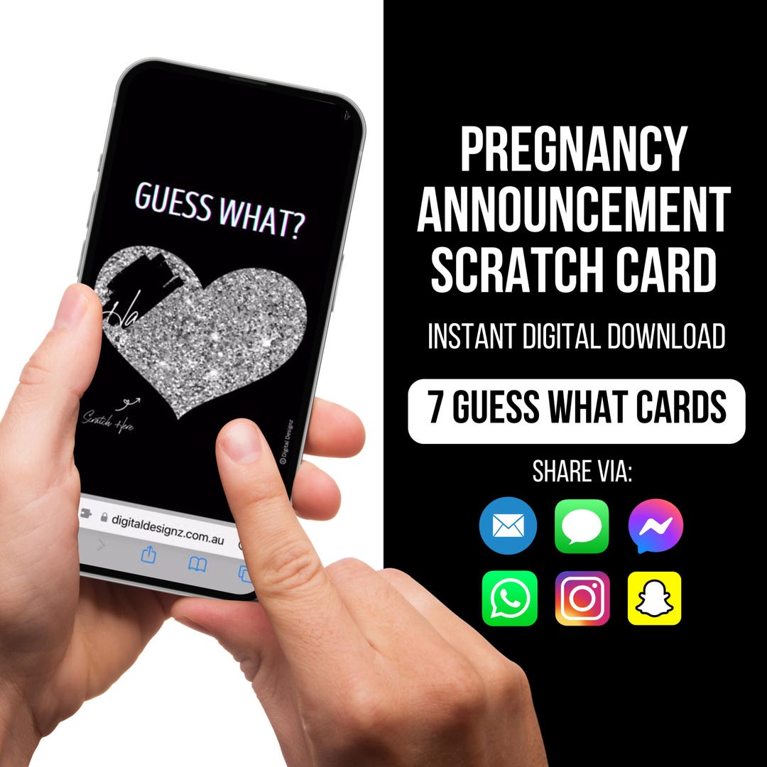 Pregnancy Announcement Scratch Card, Baby Reveal, Digital Scratch Card ...