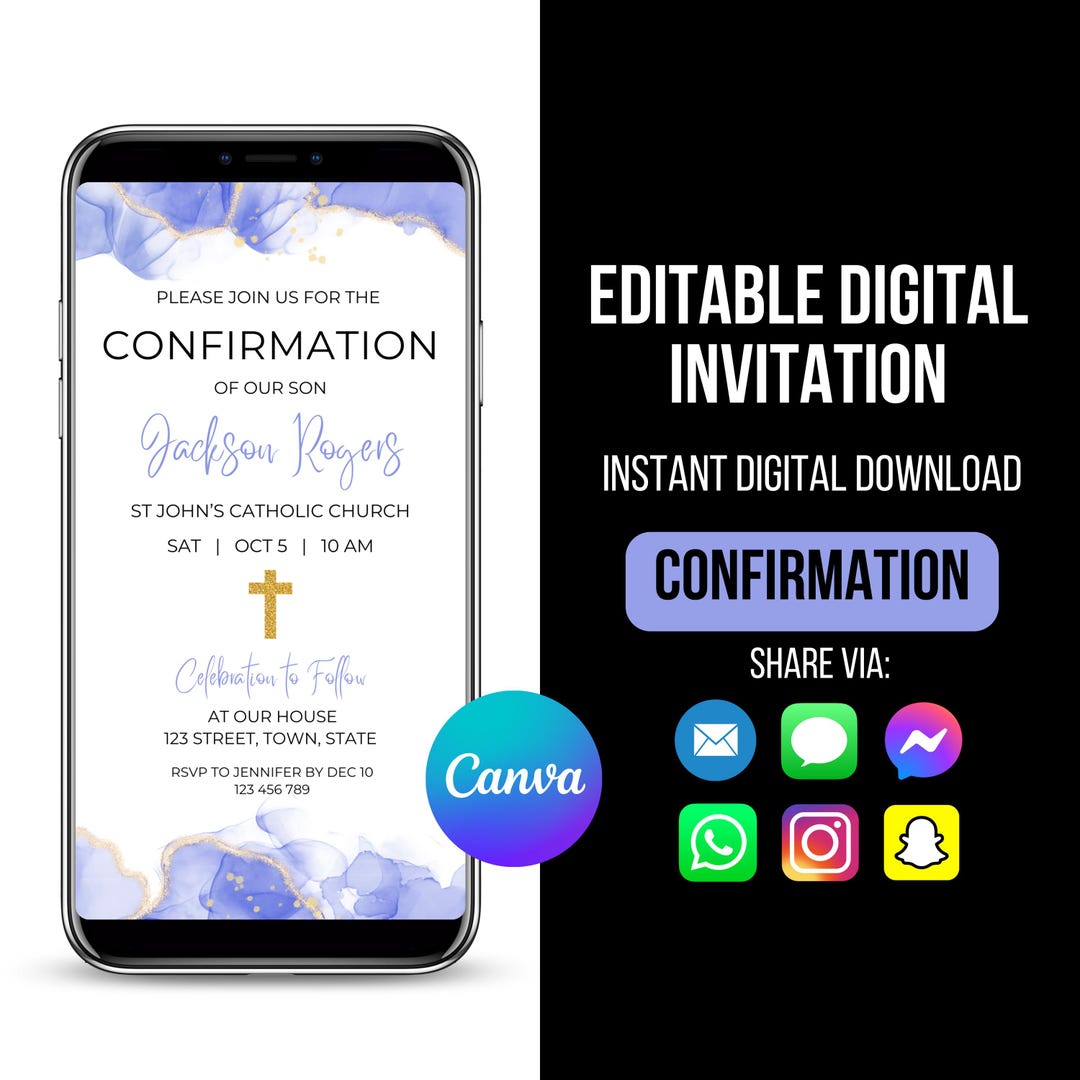 Digital Confirmation Invite Template, Electronic Confirmation ...