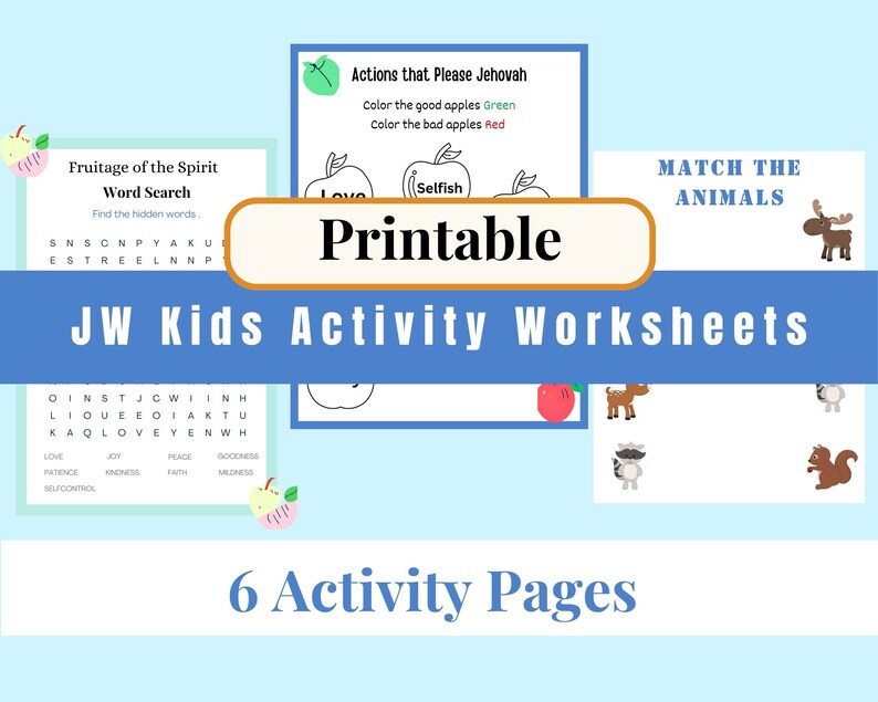 JW Kids Activity Sheets - Etsy