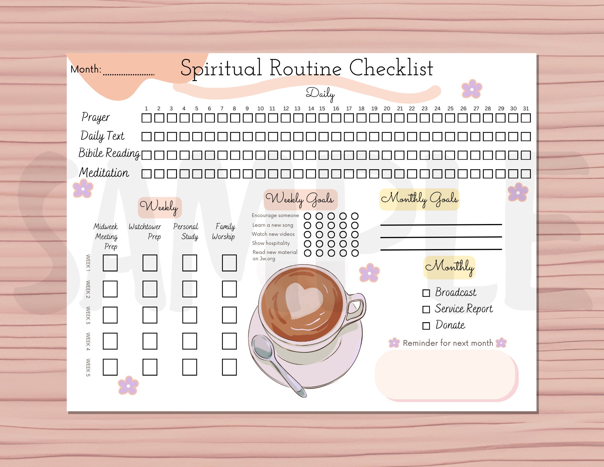 JW Spiritual Routine | Digital Download | Printable | English & Spanish ...