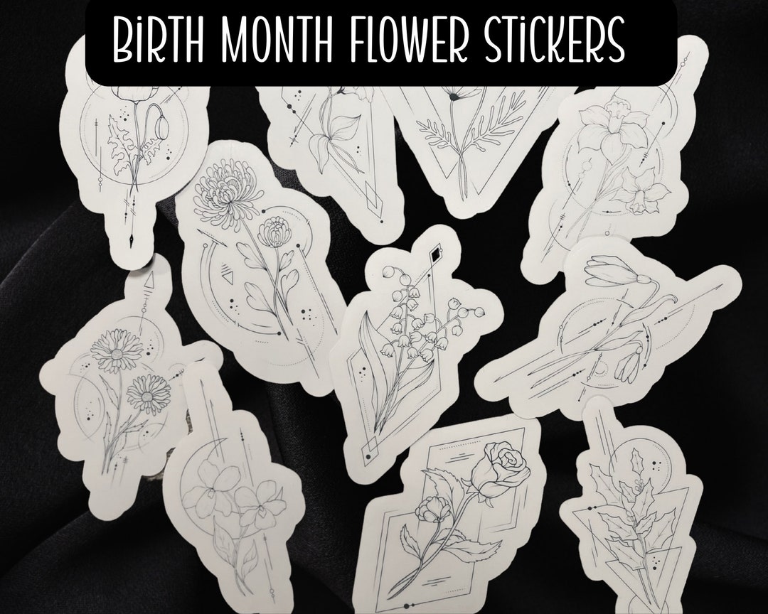 Birth Flower Sticker -birth Month Flower Stickers - Flower Sticker ...